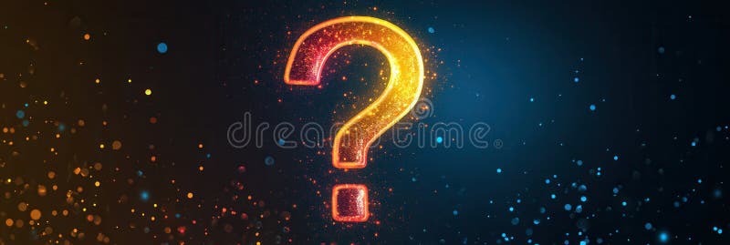 Stylish Minimalist Icon of Glowing Question Mark Surrounded by Light ...