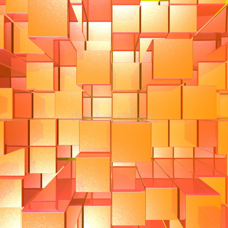 Bright Glowing Red and Orange Background with Artistic Cubes or Stock ...