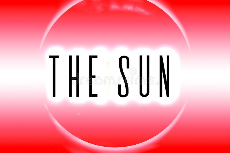 Bright Glowing Sun Disk and the Word Sun on a Red Hot Background Stock ...