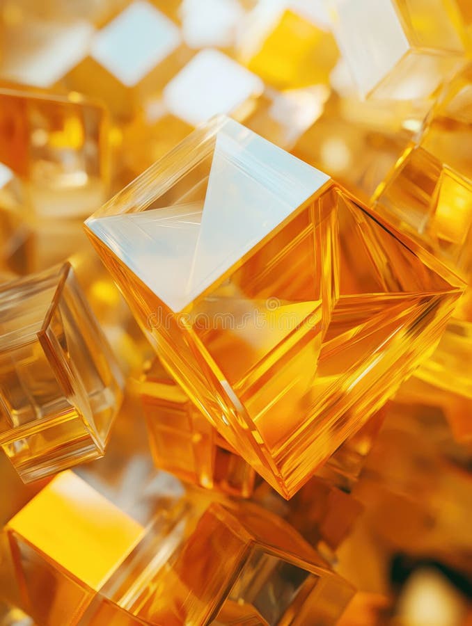 Bright Gold Transparent Blocks in Focus Stock Illustration ...