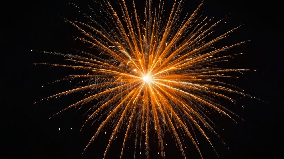 Golden Firework Exploding in the Night Sky Stock Photo - Image of show ...
