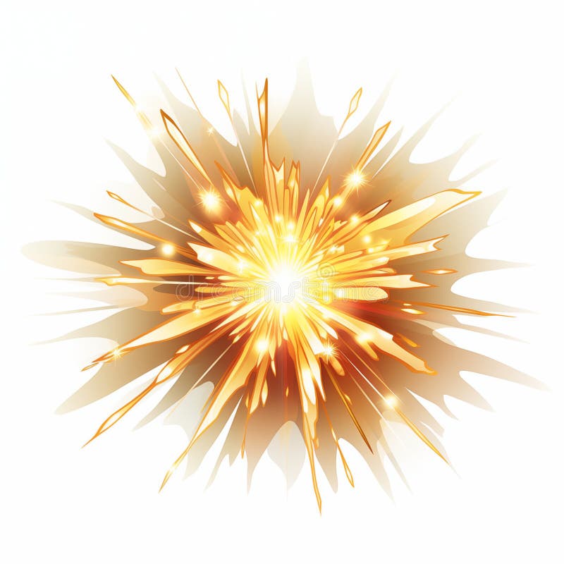 Bright Golden Firework Explosion on White Background with Sparkles ...