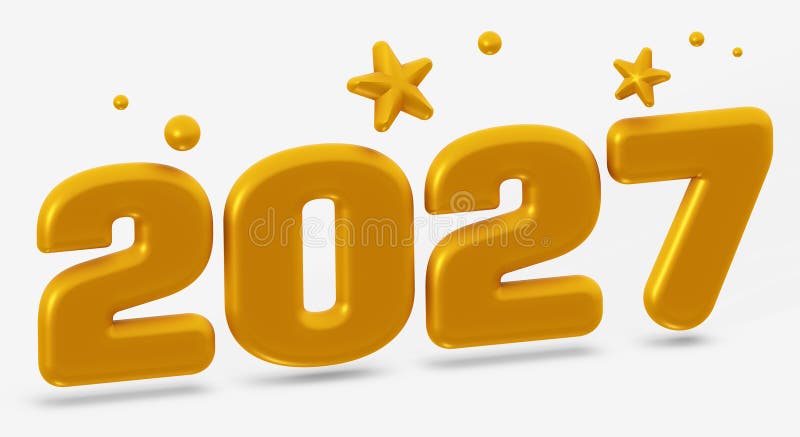 Bright Golden 2027 Numbers with Decorative Stars Stock Illustration ...
