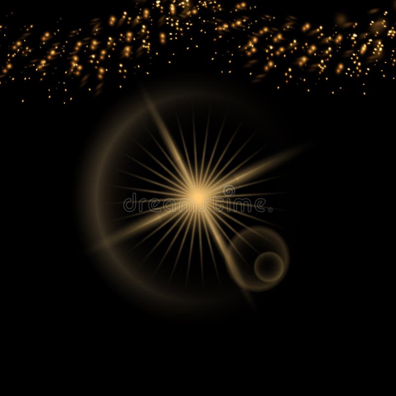 Bright Golden Star, Flare with Dust and Lens Flare Effects Stock ...