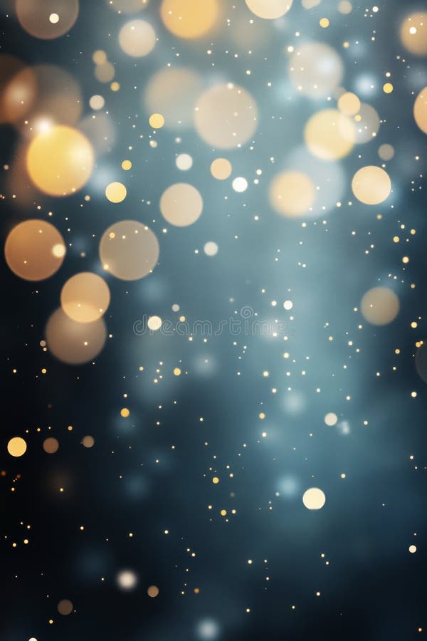 Bright Golden and White Bokeh Lights Falling Against a Deep Blue ...
