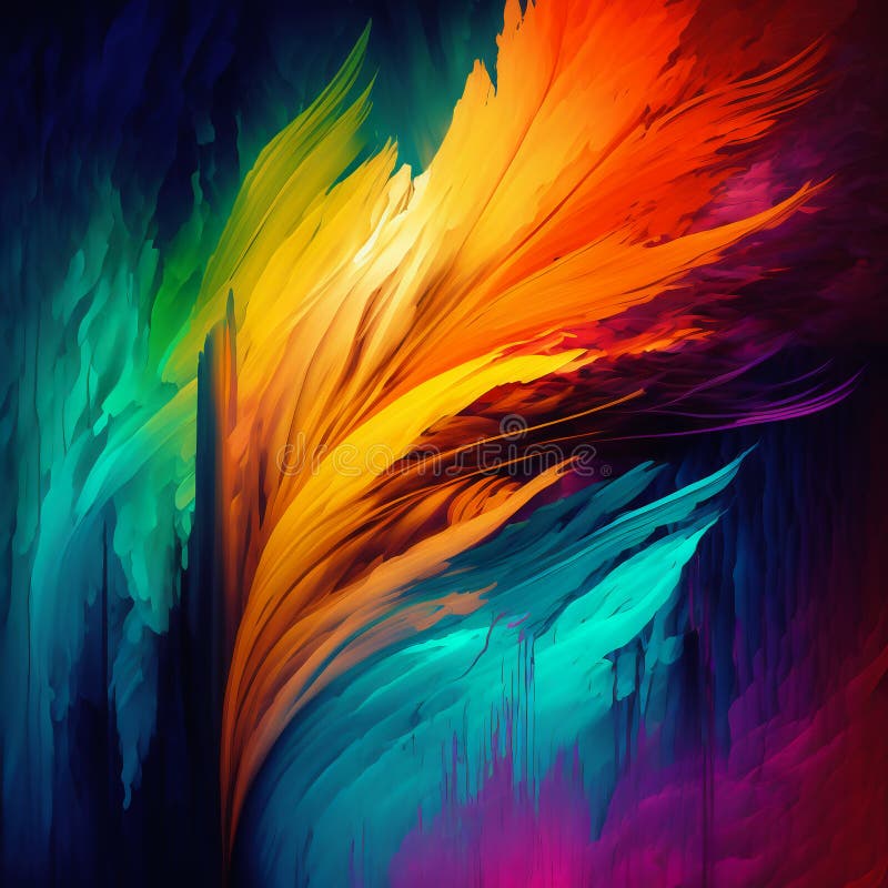 Bright Gradient Abstraction of Paint Strokes on a Black Background ...