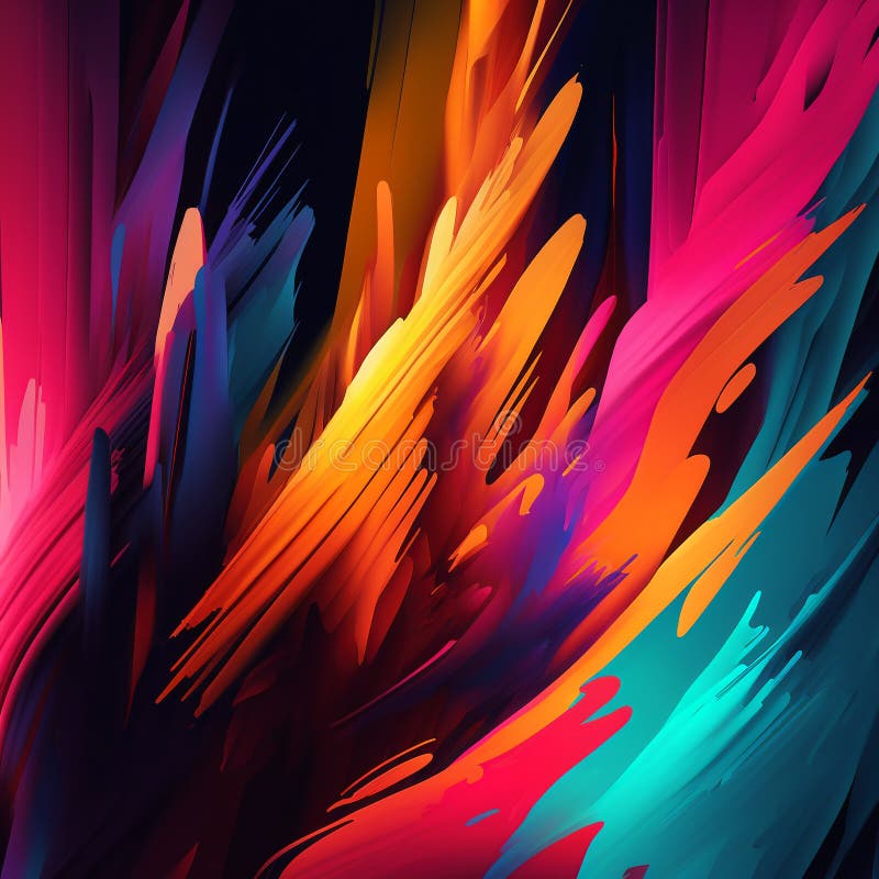 Bright Gradient Abstraction of Paint Strokes on a Black Background ...