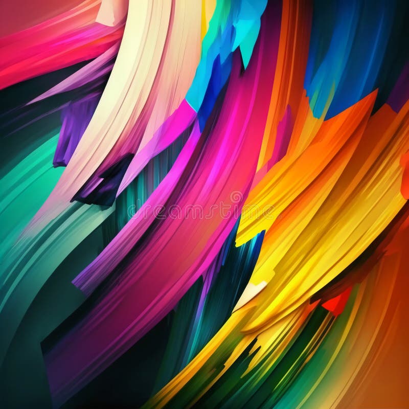 Bright Gradient Abstraction of Paint Strokes on a Black Background ...