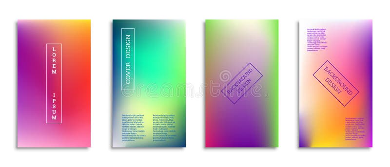 Bright Gradient Background for the Cover. Set of 4 Covers. Creative Modern Vector Illustration ...