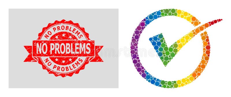 Distress No Problems Stamp Seal and LGBT Colored Dot Circle Yes Tick ...