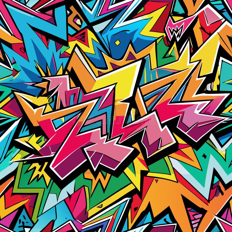 Bright Graffiti Art with Overlapping Letters and Vivid Patterns Stock ...