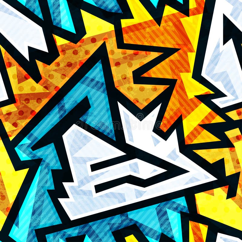 Graffiti Geometric Seamless Pattern Stock Vector - Illustration of ...