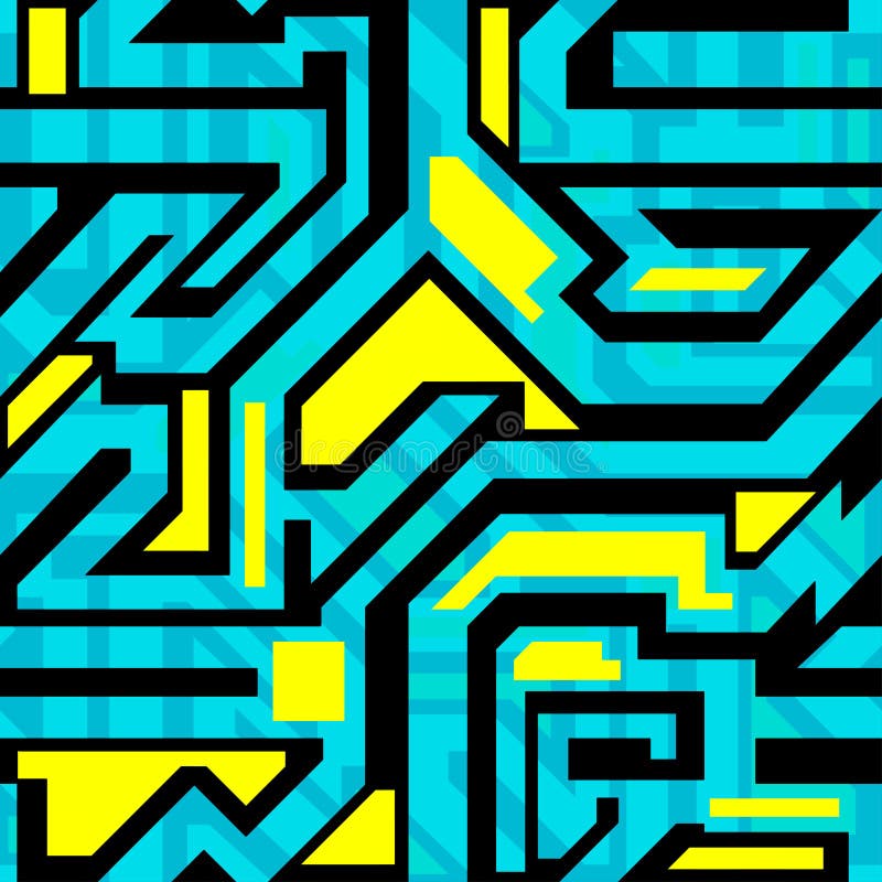 Bright Graffiti Geometric Seamless Pattern Grunge Effect Stock ...
