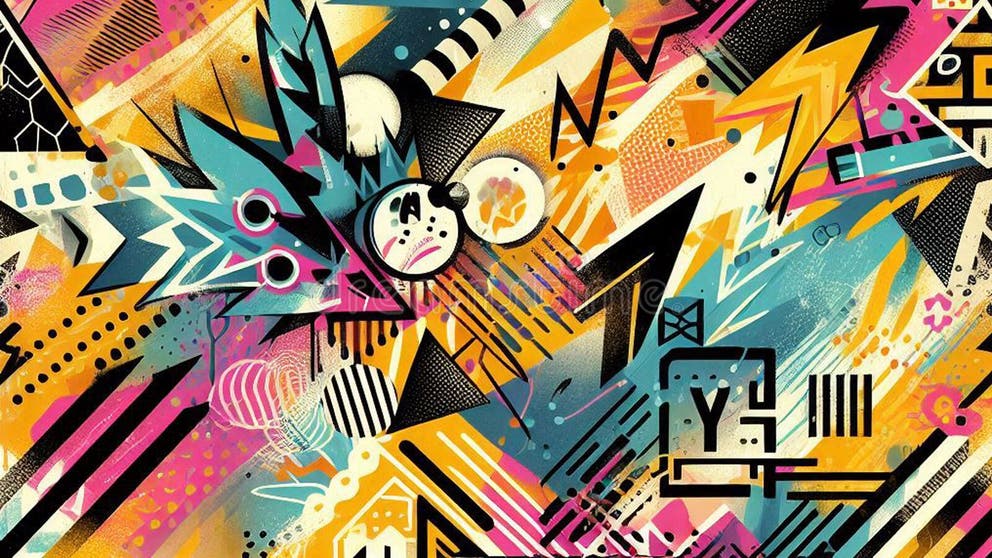 Bright Graffiti Seamless Pattern with Grunge Effect Abstract Background ...