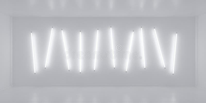 Bright Gray Stage Room with Glowing Led Lights on the Wall, Copy Space ...