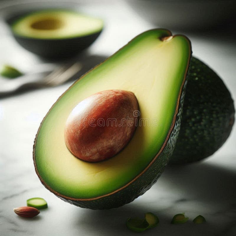 Bright Green Avocado Halved with Texture Detail and Seeds Stock ...