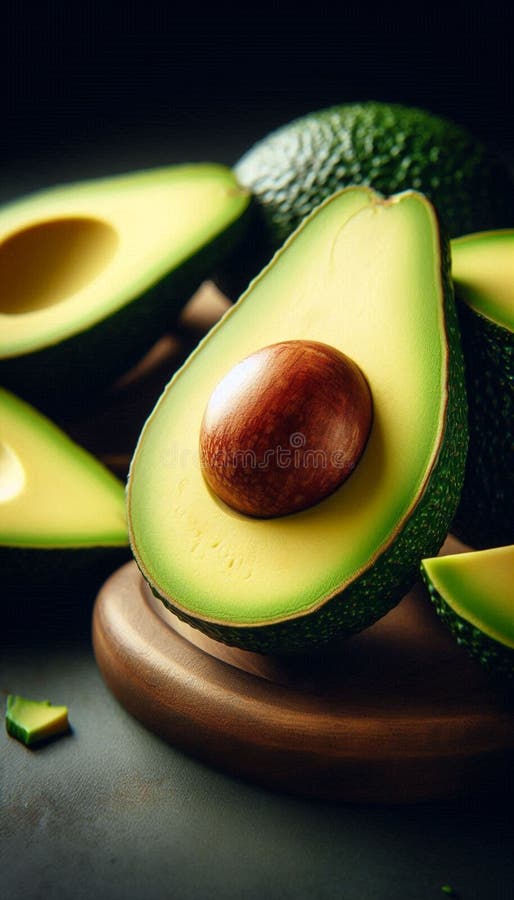 Bright Green Avocado Halved with Texture Detail and Seeds Stock ...
