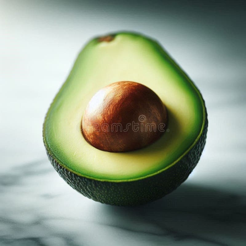 Bright Green Avocado Halved with Texture Detail and Seeds Stock ...