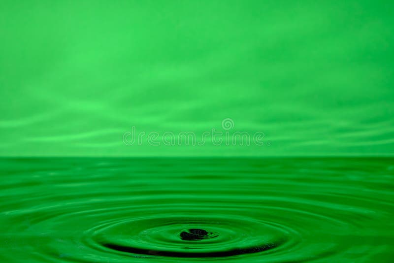 Bright Green Background with Diverging Circles from Dropped Drop on ...