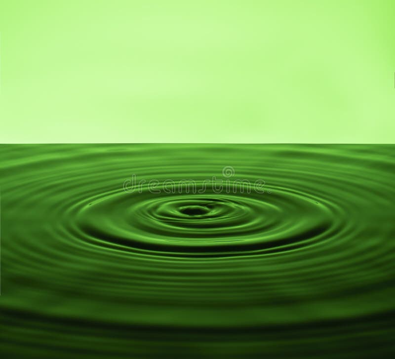 Bright Green Background with Diverging Circles from Dropped Drop on ...