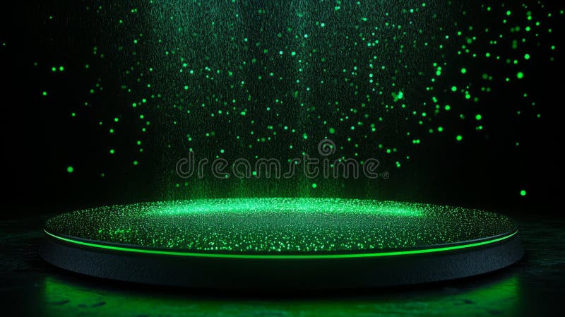 Bright Green Beams Light Up a Round Platform Stock Photo - Image of ...