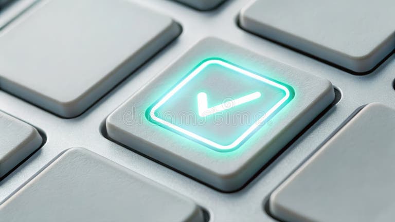 Bright Green Button on a Computer Keyboard Featuring a Glowing ...