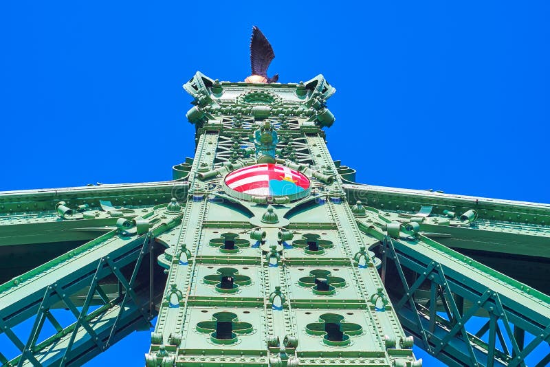 Cable-stayed Support Column of Liberty Bridge, Budapest, Hungary Stock ...