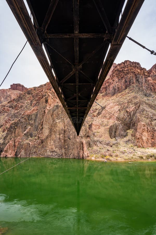 Bright Green Colorado River and the Underside of the Black Bridge Stock ...