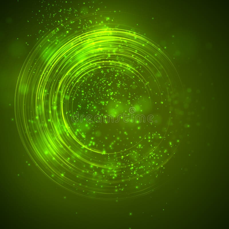 A Bright Green Colored Energy Stream Swirling Against a Dark Background ...