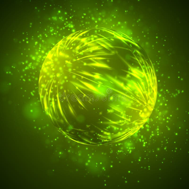 A Bright Green Colored Energy Stream Swirling Against a Dark Background ...