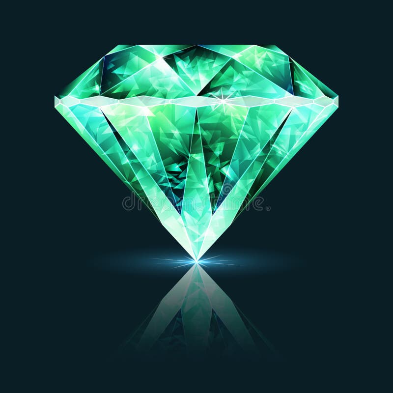 Bright Green Crystal Emerald Gemstone Stock Illustration - Illustration ...