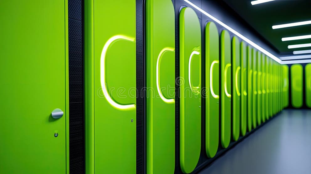 Modern Green Locker Room Interior Stock Illustration - Illustration of ...