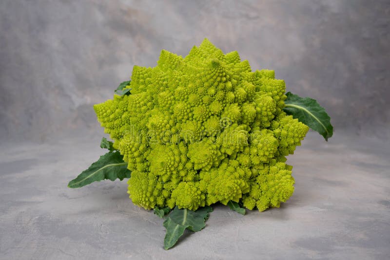 Bright Green Flower Head of a Romanesco Cauliflower with Spiral Pattern ...