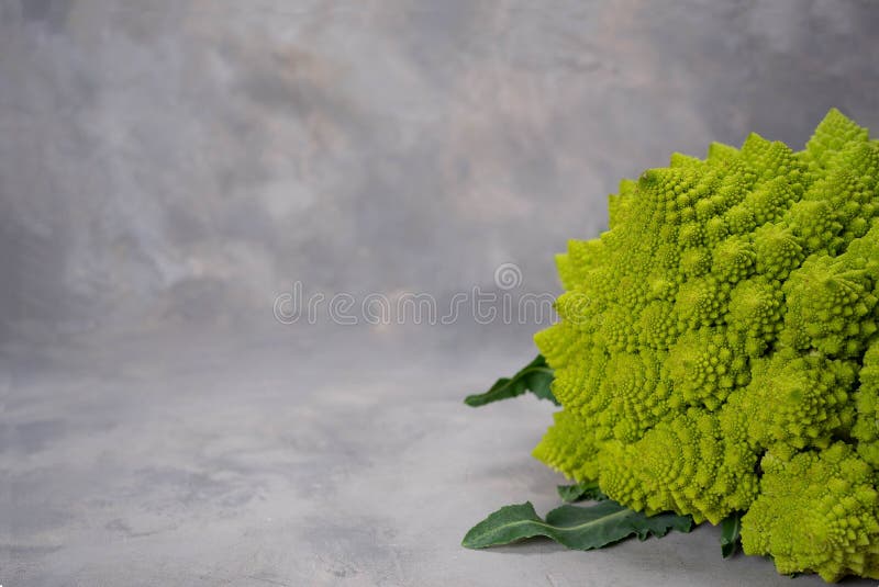 Bright Green Flower Head of a Romanesco Cauliflower with Spiral Pattern ...