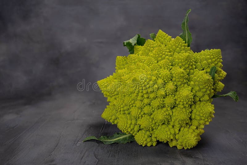 Bright Green Flower Head of a Romanesco Cauliflower with Spiral Pattern ...