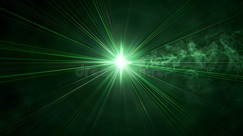 Green Laser Beam Lights Up Dark Background Stock Illustration ...