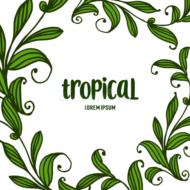Bright Green Leaf Flower Frame, Card Template Tropical. Vector Stock ...