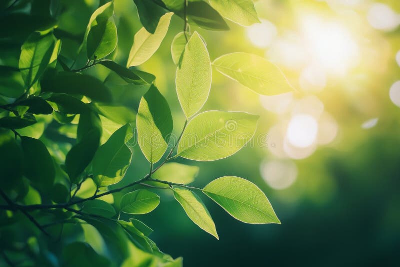 Sunlight Filtering Leaves Lush Forest Green Foliage Illuminated Soft ...