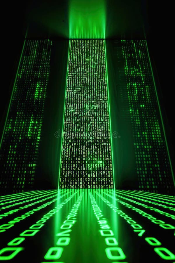 A Bright Green Light Illuminates a Maze of Numeric Symbols in the Midst ...