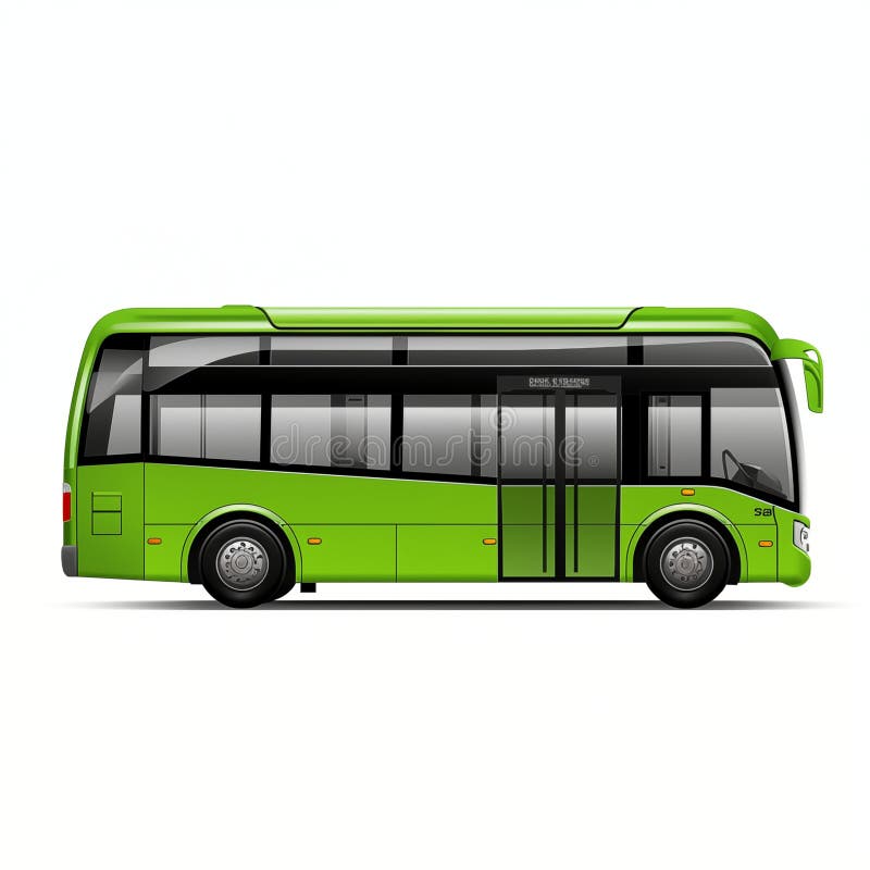 Bright Green Modern City Bus with Sleek Design on a White Background ...