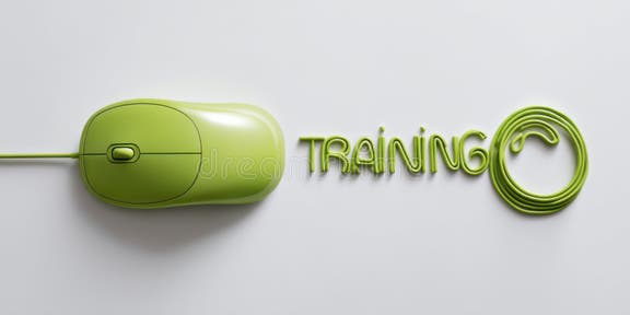 Bright Green Mouse Next To the Word Training Made of a Cable on a White ...
