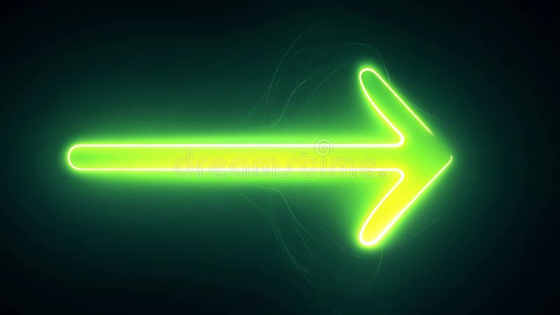Bright Green Neon Arrow Sign Directing Towards an Exit in a Dimly Lit ...