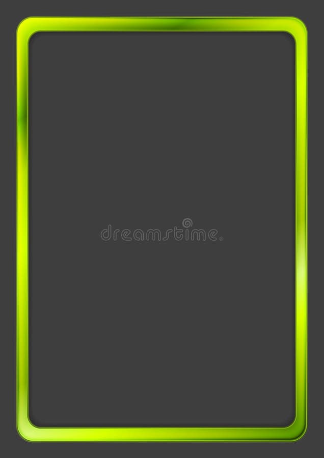 Bright Green Neon Frame on Dark Background Stock Vector - Illustration ...