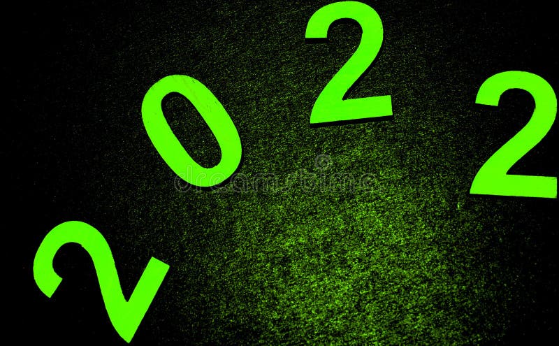 Bright Green Numbers 2022 on a Dark Background Stock Photo - Image of ...
