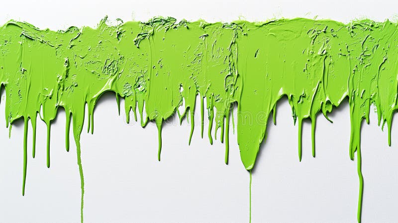 Vibrant Green Paint Dripping Artistically on a White Surface Creating ...