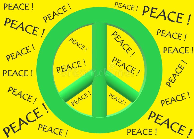 A Bright Green Peace Symbol Against a Backdrop of the Word PEACE Bright ...