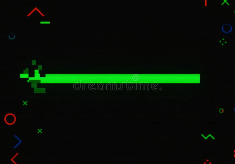 Bright Green Pixelated Loading Bar on Black Stock Illustration ...