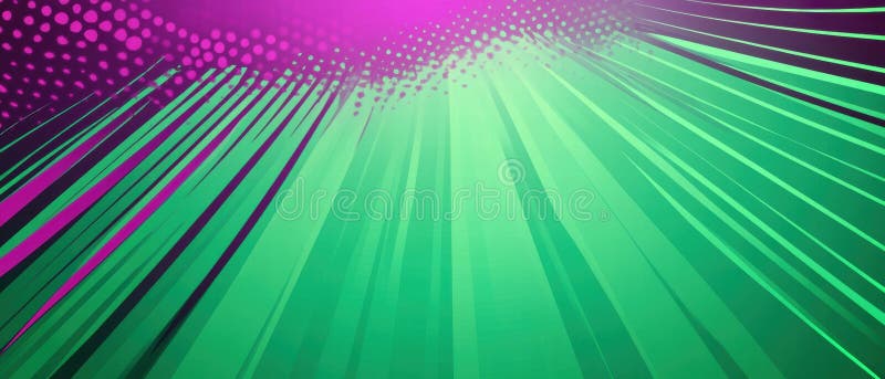Bright Green Pop Art Banner with Halftone Effects and Diagonal Purple ...