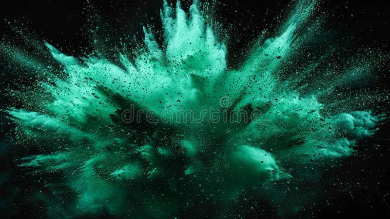 Bright Green Powder Explosion Against a Dark Background during a ...