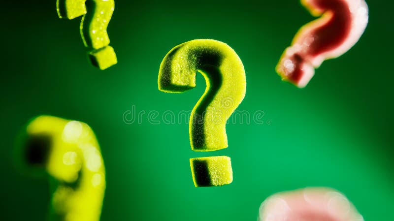 Colorful Question Marks Float Above a Vivid Green Background, Creating ...